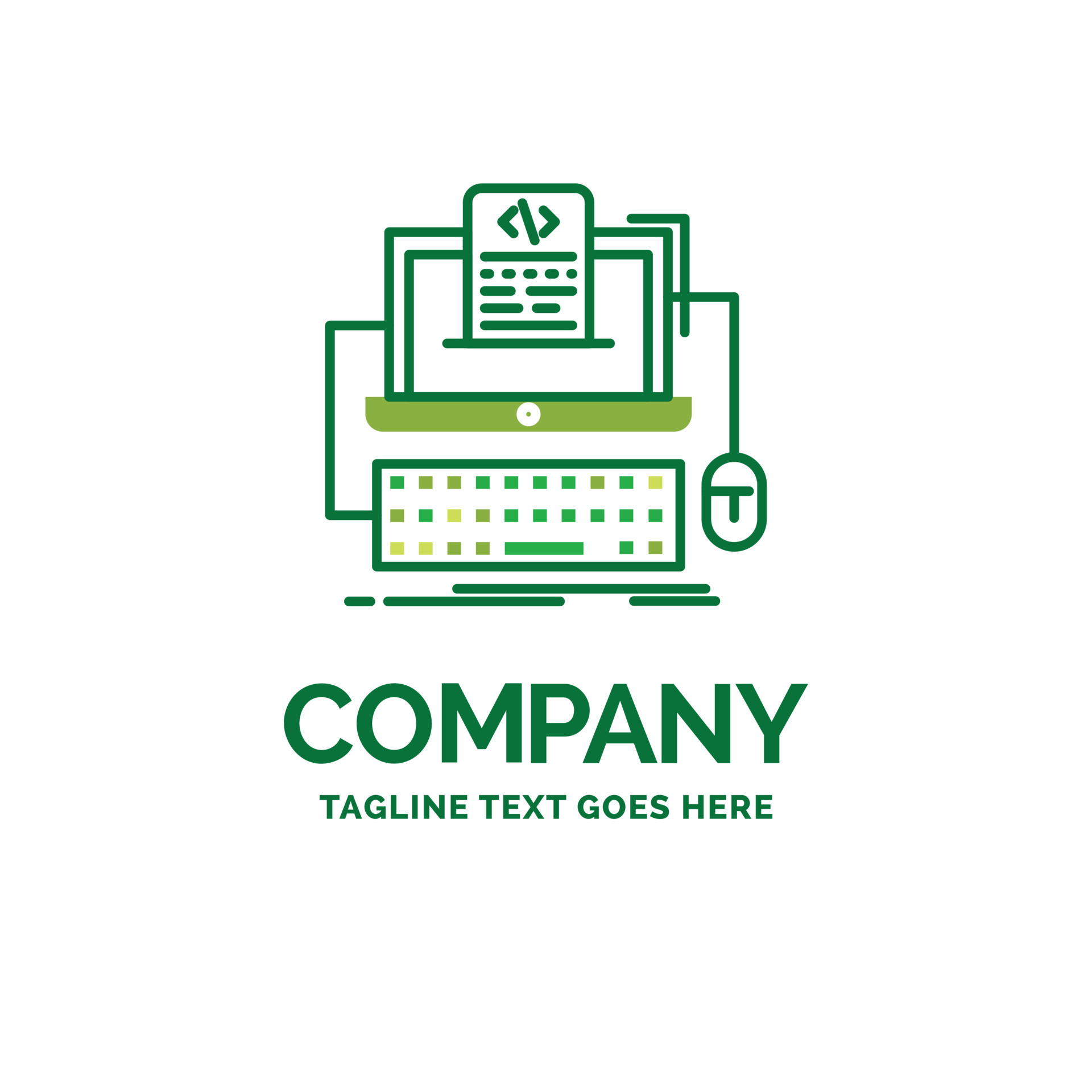 Code Coding Computer Monoblock Screen Flat Business Logo Template