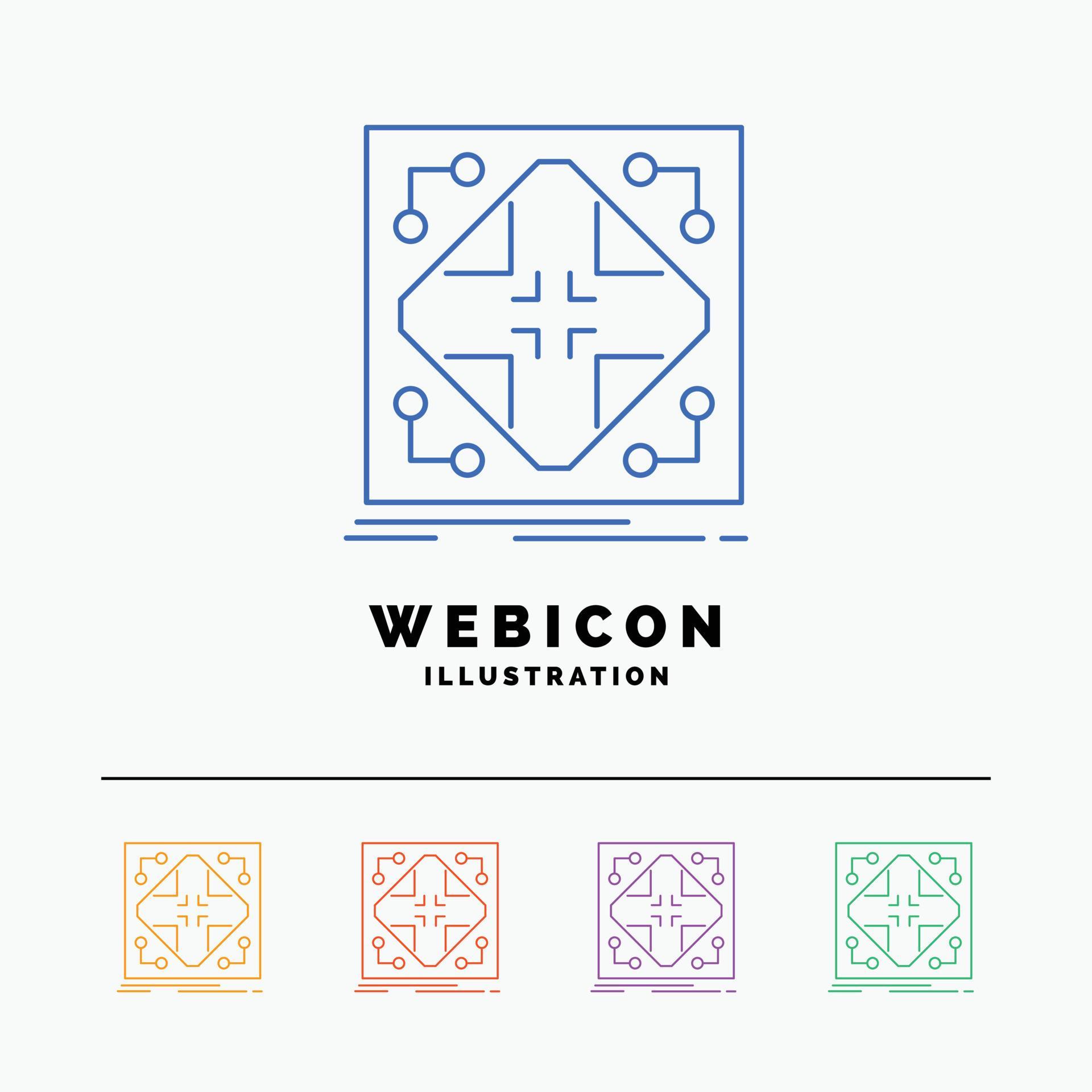 Data Infrastructure Network Matrix Grid 5 Color Line Web Icon