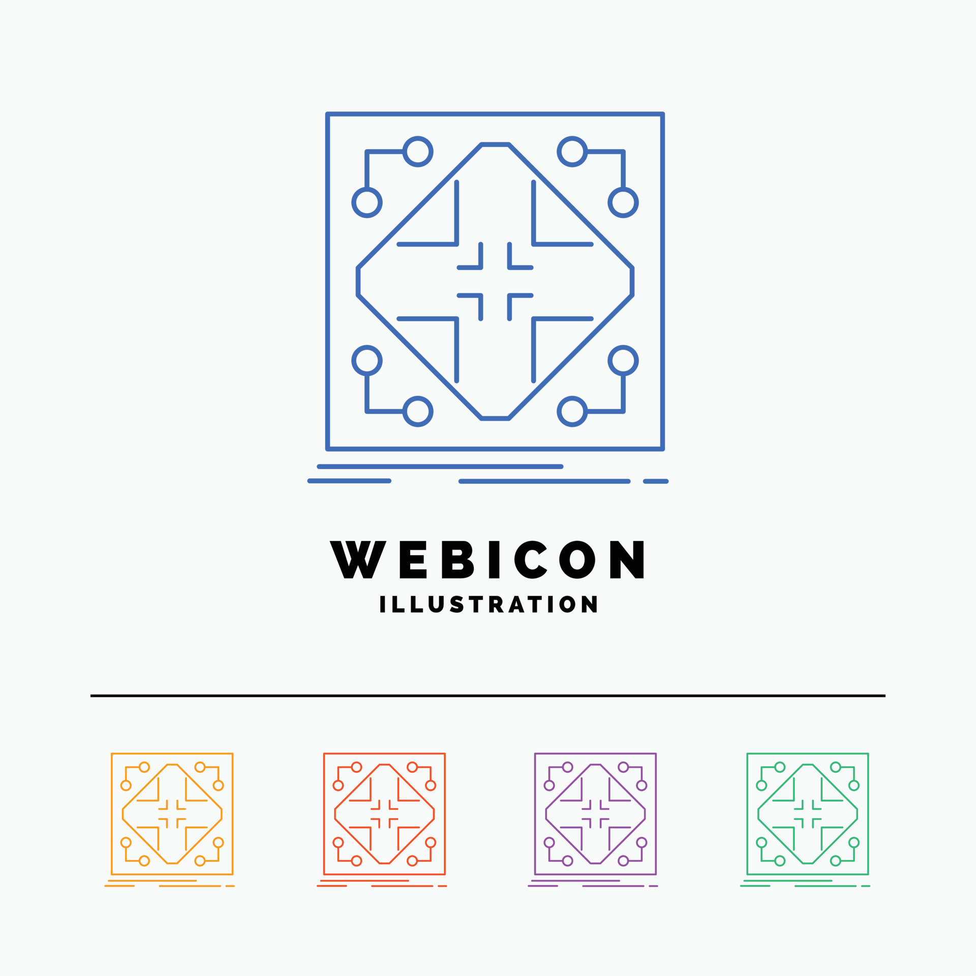 Data Infrastructure Network Matrix Grid 5 Color Line Web Icon