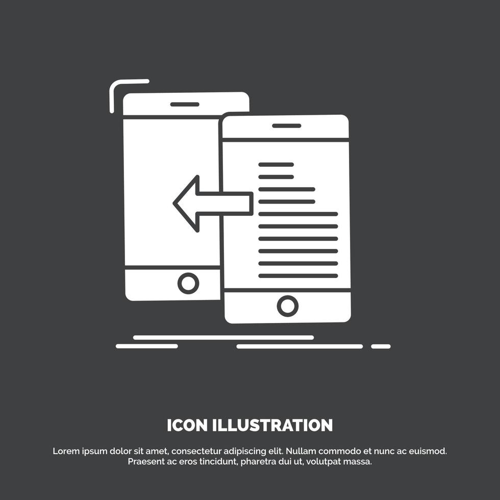 data. transfer. mobile. management. Move Icon. glyph vector symbol for UI and UX. website or ...