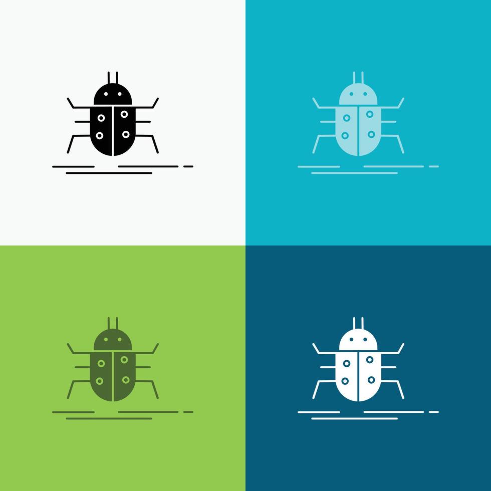 Bug Bugs Insect Testing Virus Icon Over Various Background Glyph