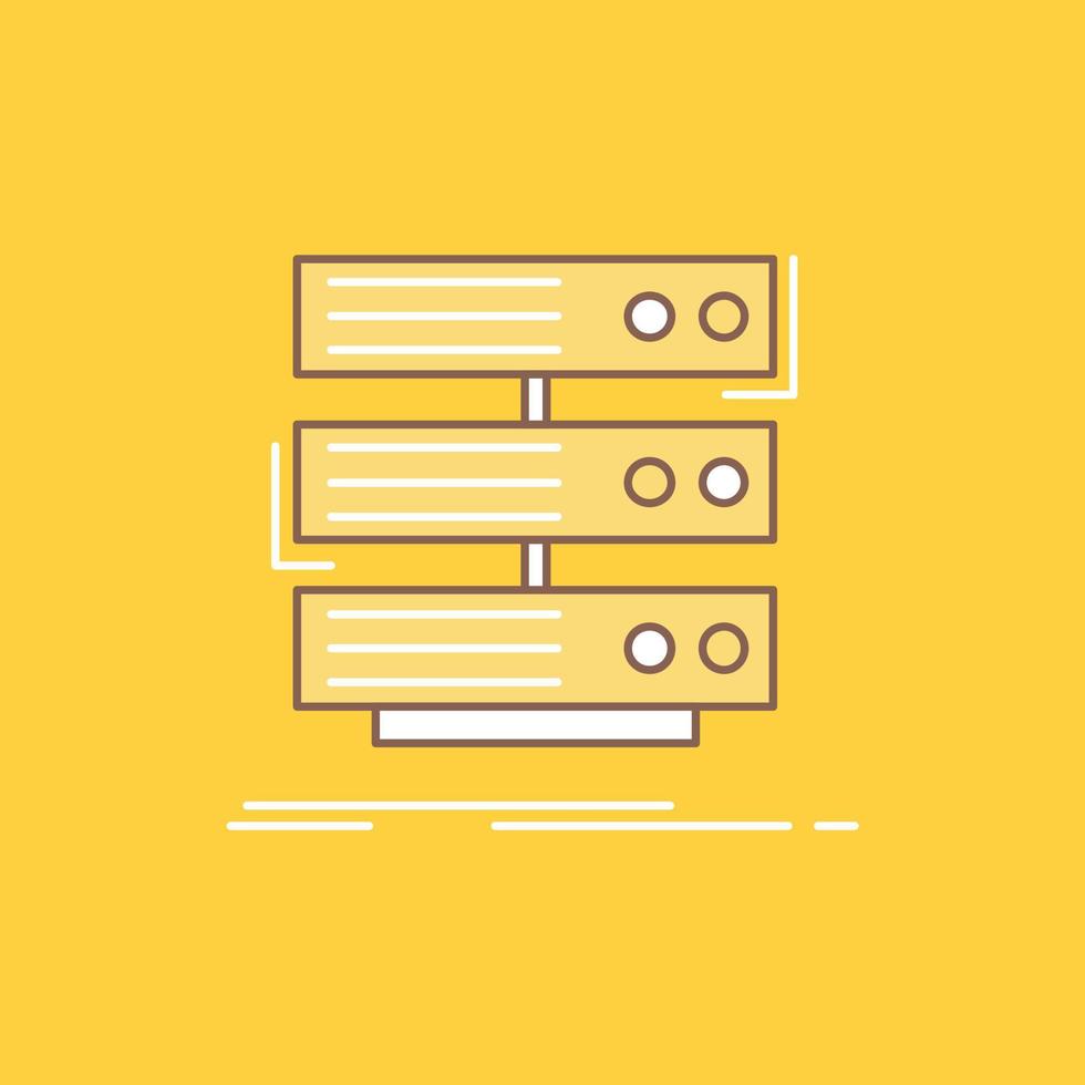 Server Storage Rack Database Data Flat Line Filled Icon Beautiful Logo Button Over Yellow
