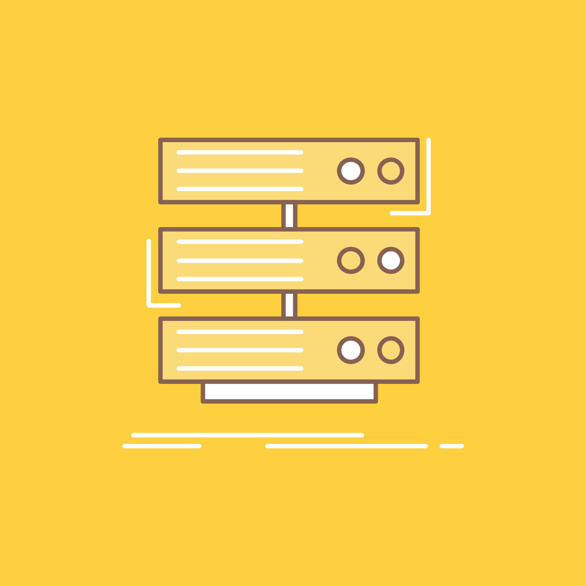 Server Storage Rack Database Data Flat Line Filled Icon Beautiful Logo Button Over Yellow