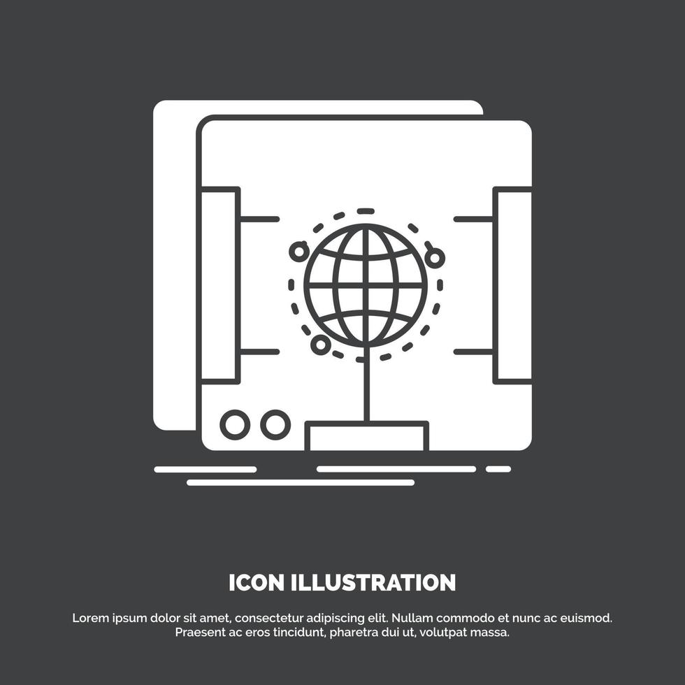 3d. dimensional. holographic. scan. scanner Icon. glyph vector symbol for UI and UX. website or ...