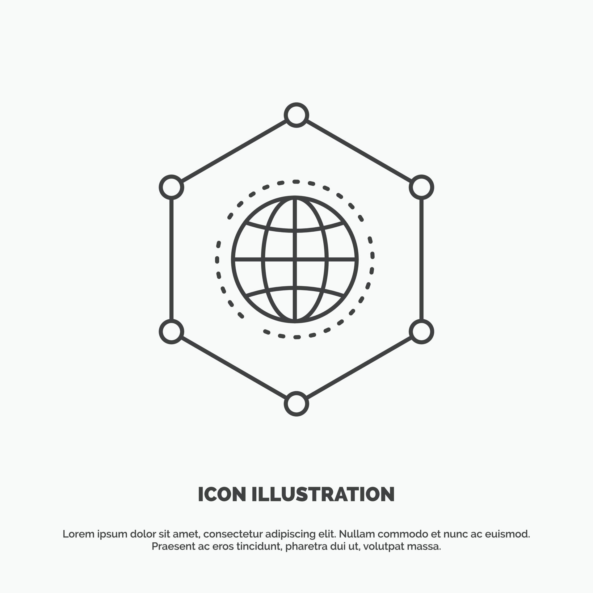 Network Global Data Connection Business Icon Line Vector Gray