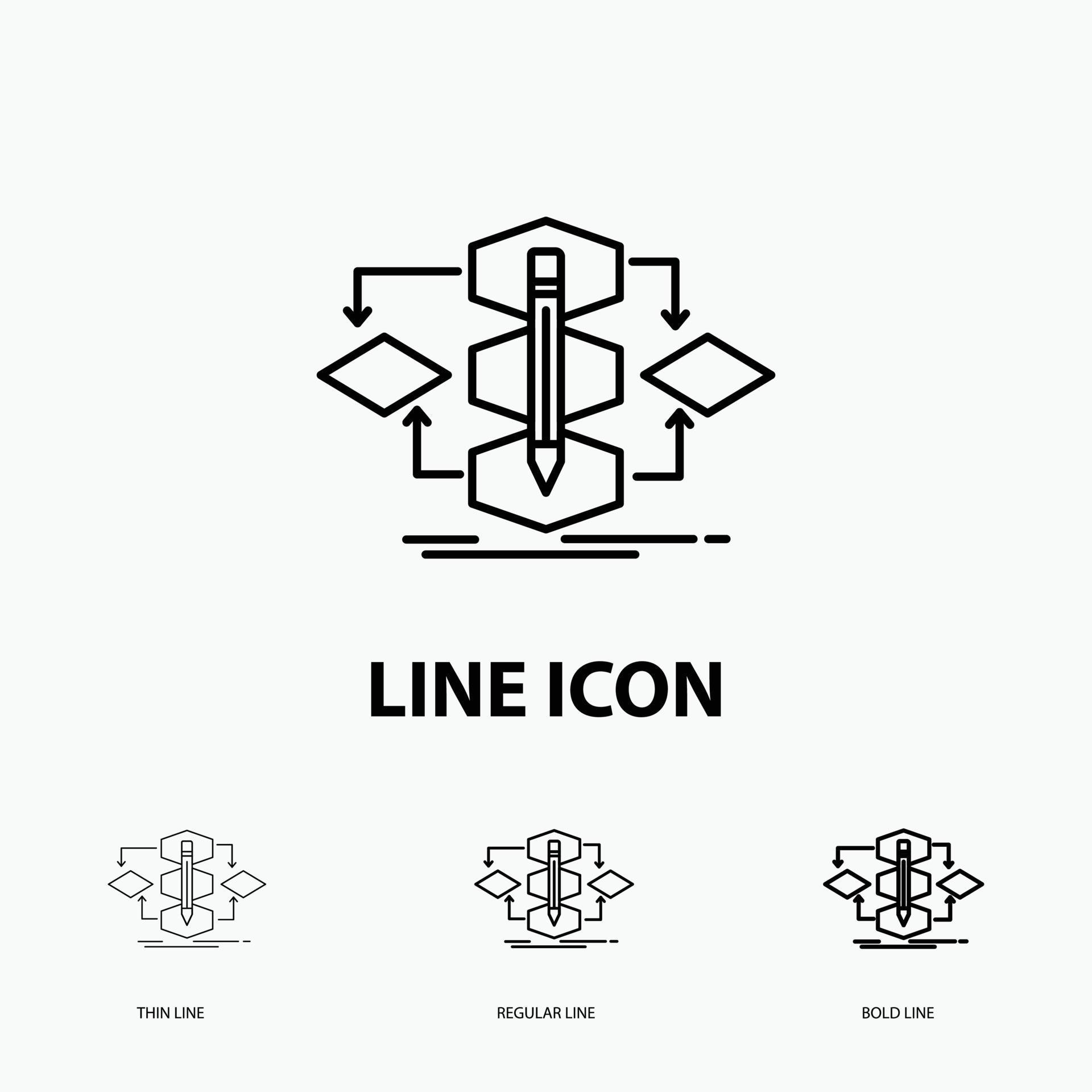 Algorithm Design Method Model Process Icon In Thin Regular And Bold Line Style Vector