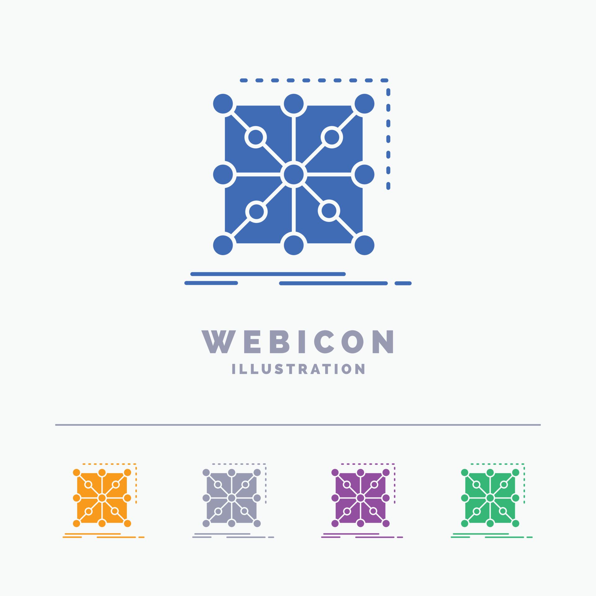 Data Framework App Cluster Complex 5 Color Glyph Web Icon Template Isolated On White Vector