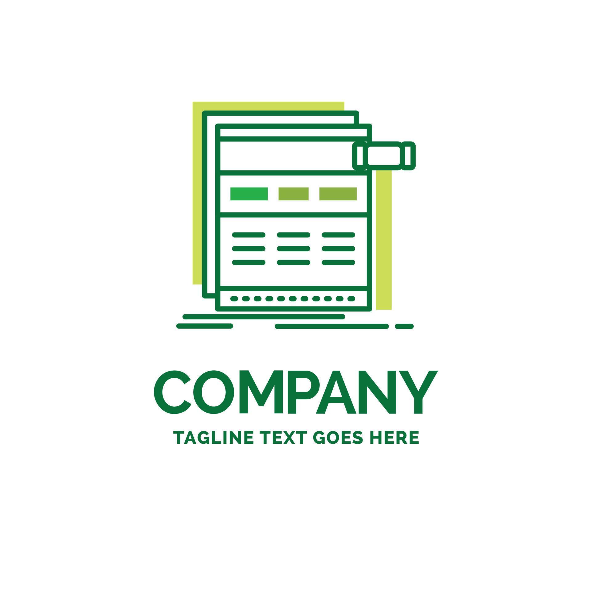 Internet. page. web. webpage. wireframe Flat Business Logo template. Creative Green Brand Name ...