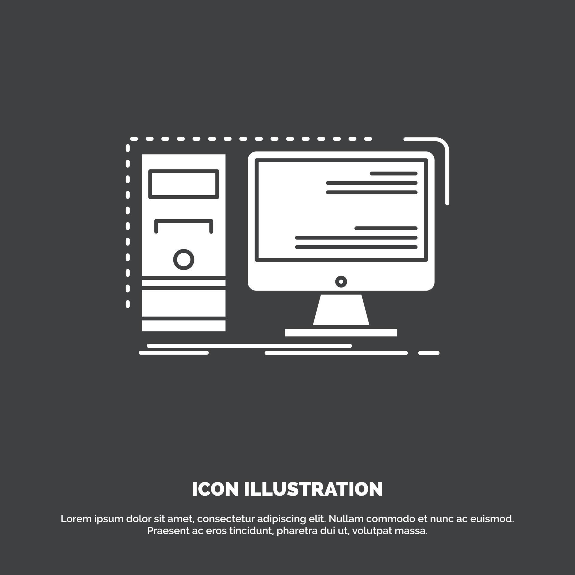 Computer. desktop. hardware. workstation. System Icon. glyph vector ...