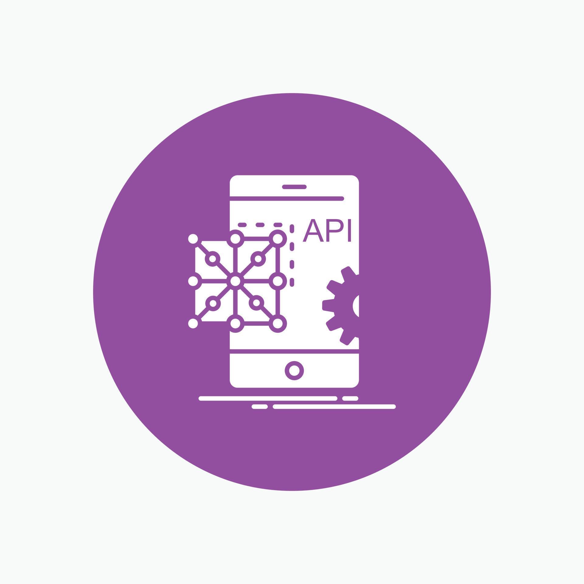 Api Application Coding Development Mobile White Glyph Icon In Circle Vector Button 4231
