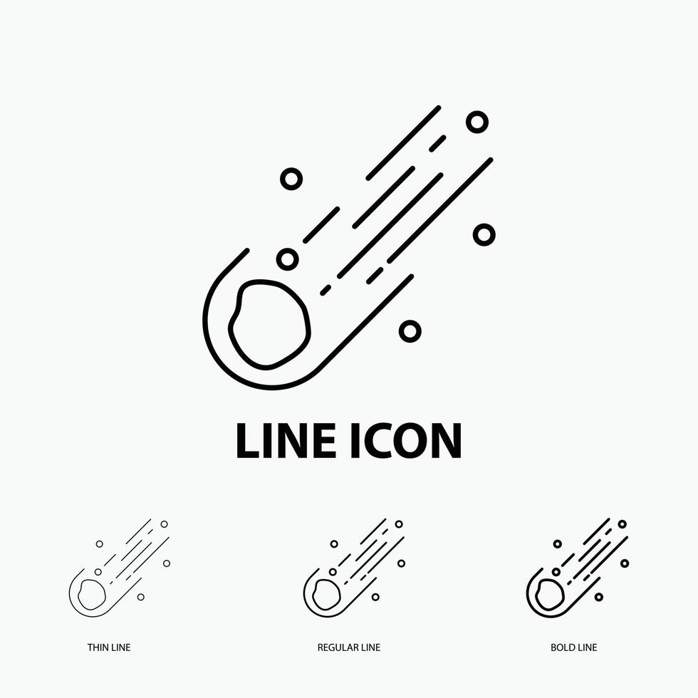 Asteroid. astronomy. meteor. space. comet Icon in Thin. Regular and Bold Line Style. Vector ...