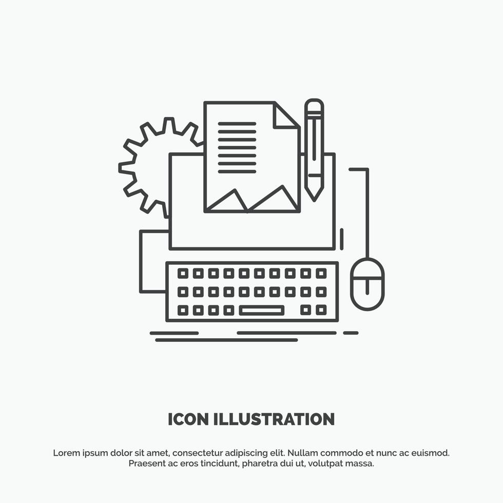 Type Writer Paper Computer Paper Keyboard Icon Line Vector Gray Symbol For Ui And Ux
