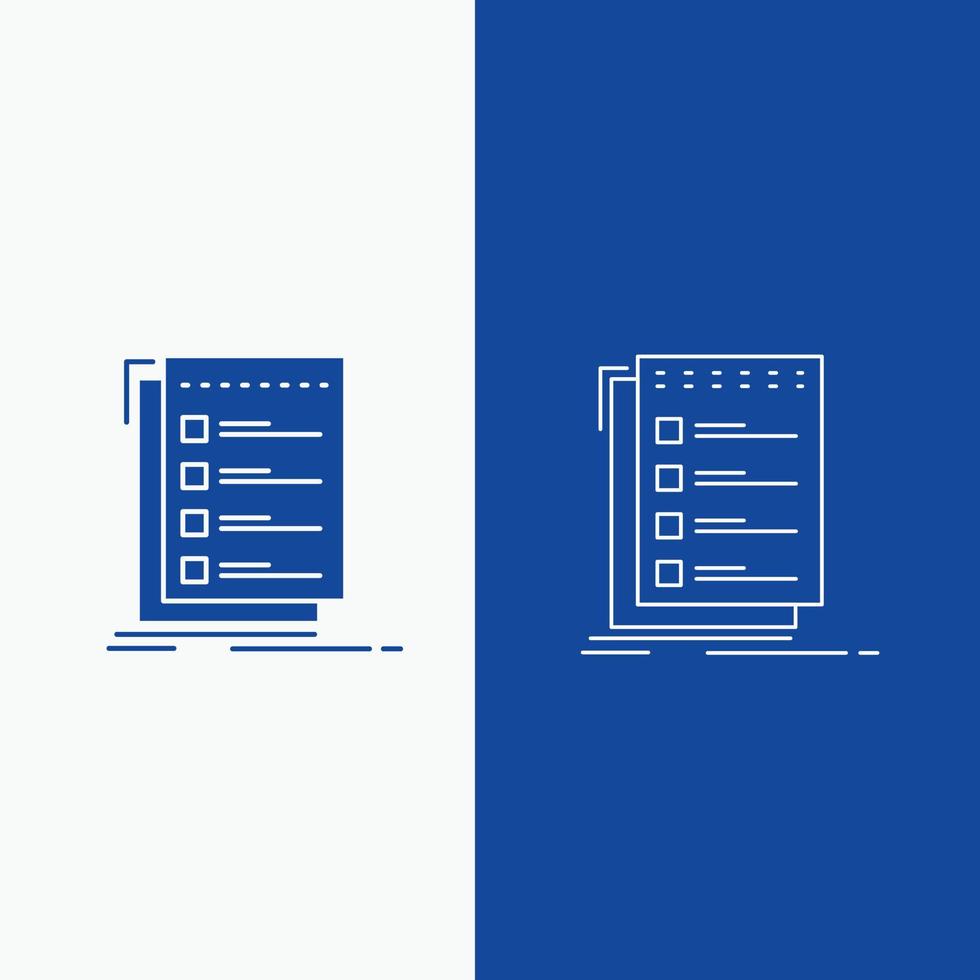 Check. checklist. list. task. to do Line and Glyph web Button in Blue color Vertical Banner for ...