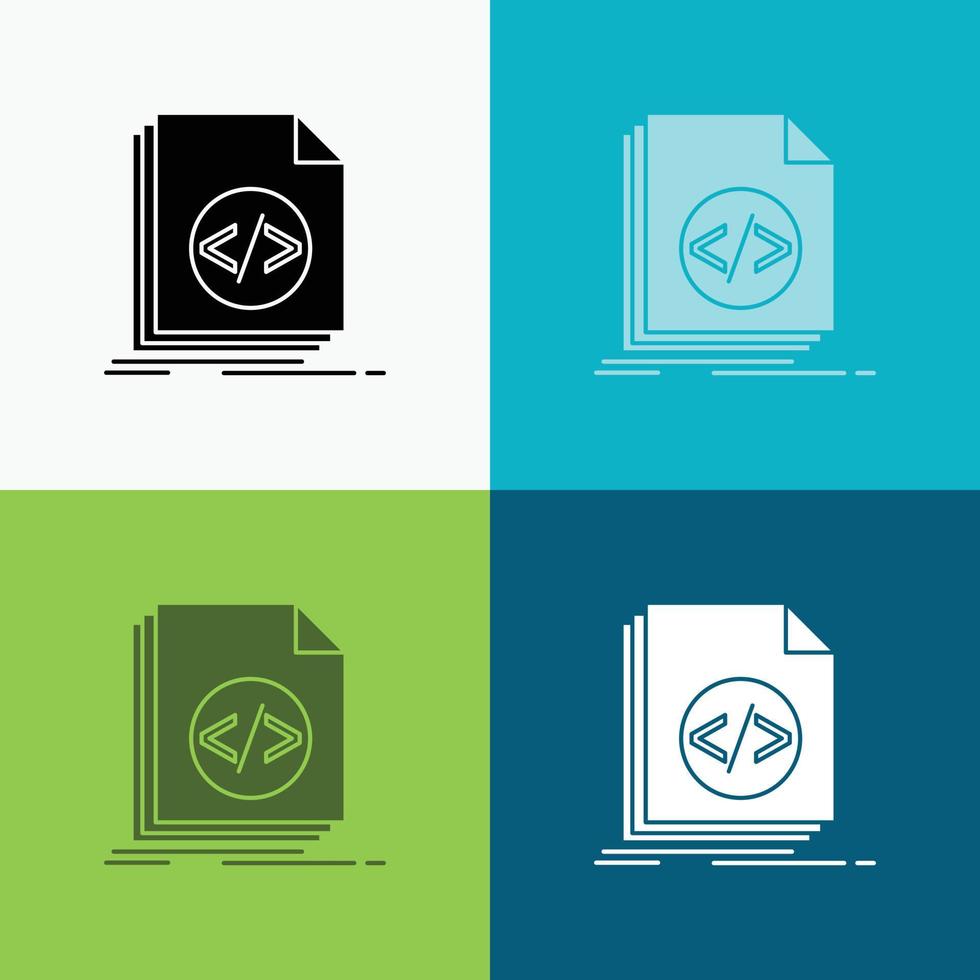 Code Coding File Programming Script Icon Over Various Background Glyph Style Design