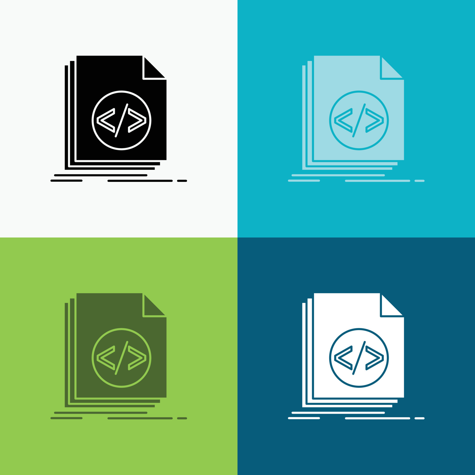 Code Coding File Programming Script Icon Over Various Background Glyph Style Design