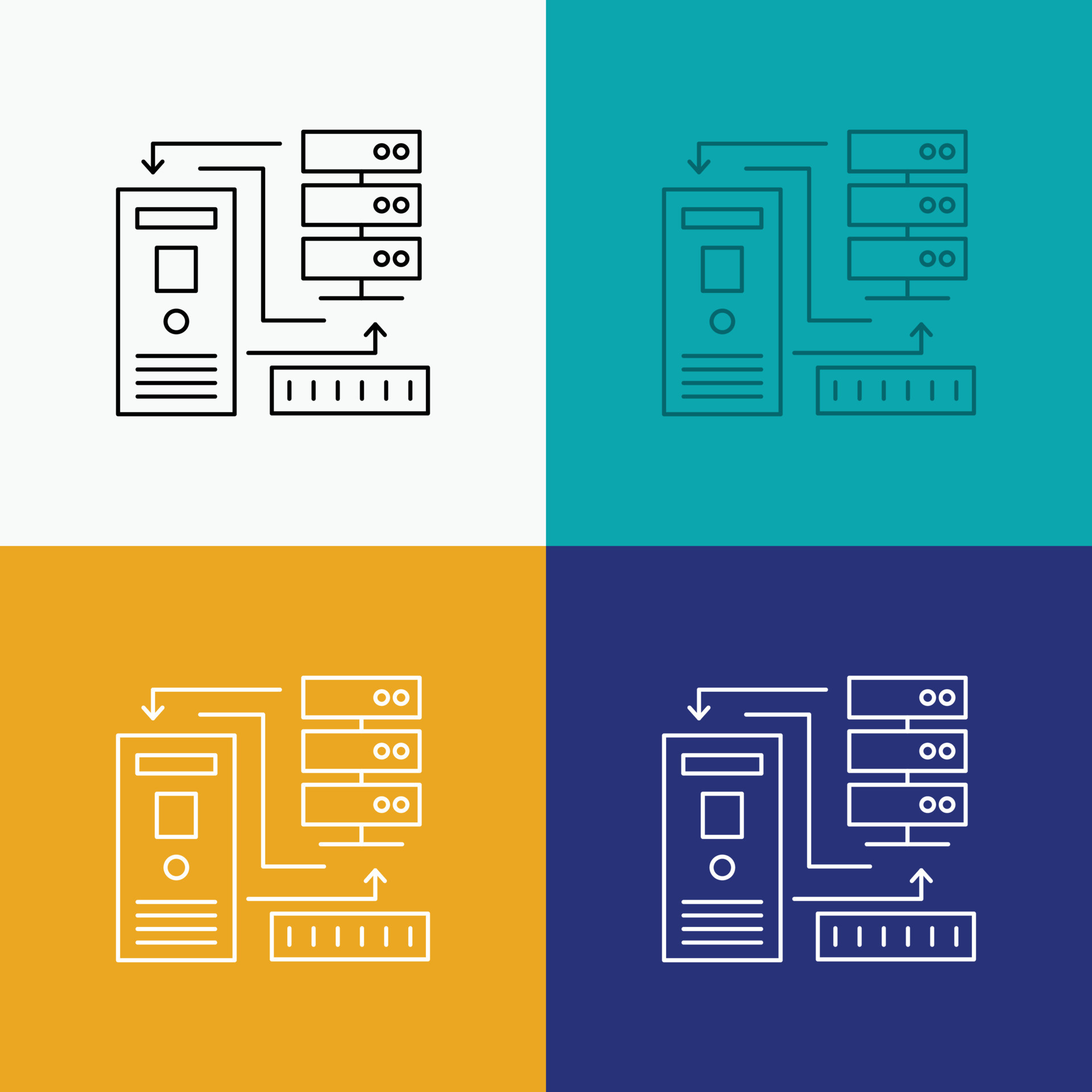 Combination Data Database Electronic Information Icon Over Various Background Line Style