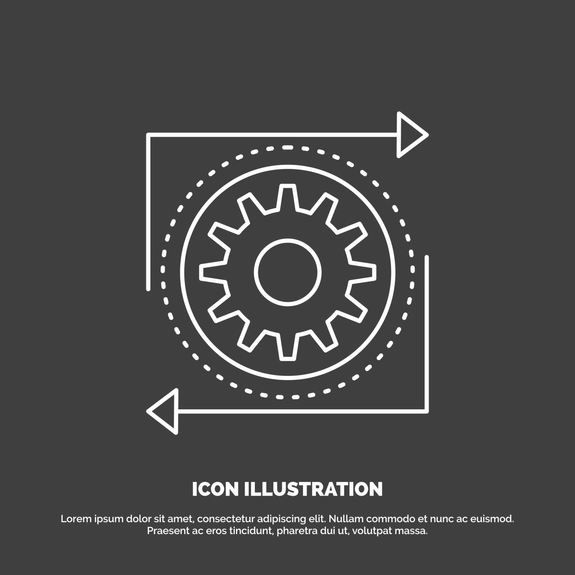 Business Gear Management Operation Process Icon Line Vector Symbol