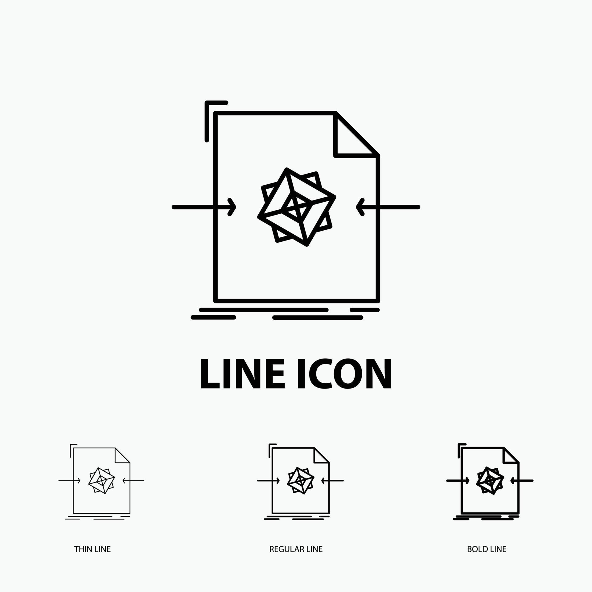 3d Document File Object Processing Icon In Thin Regular And Bold Line Style Vector