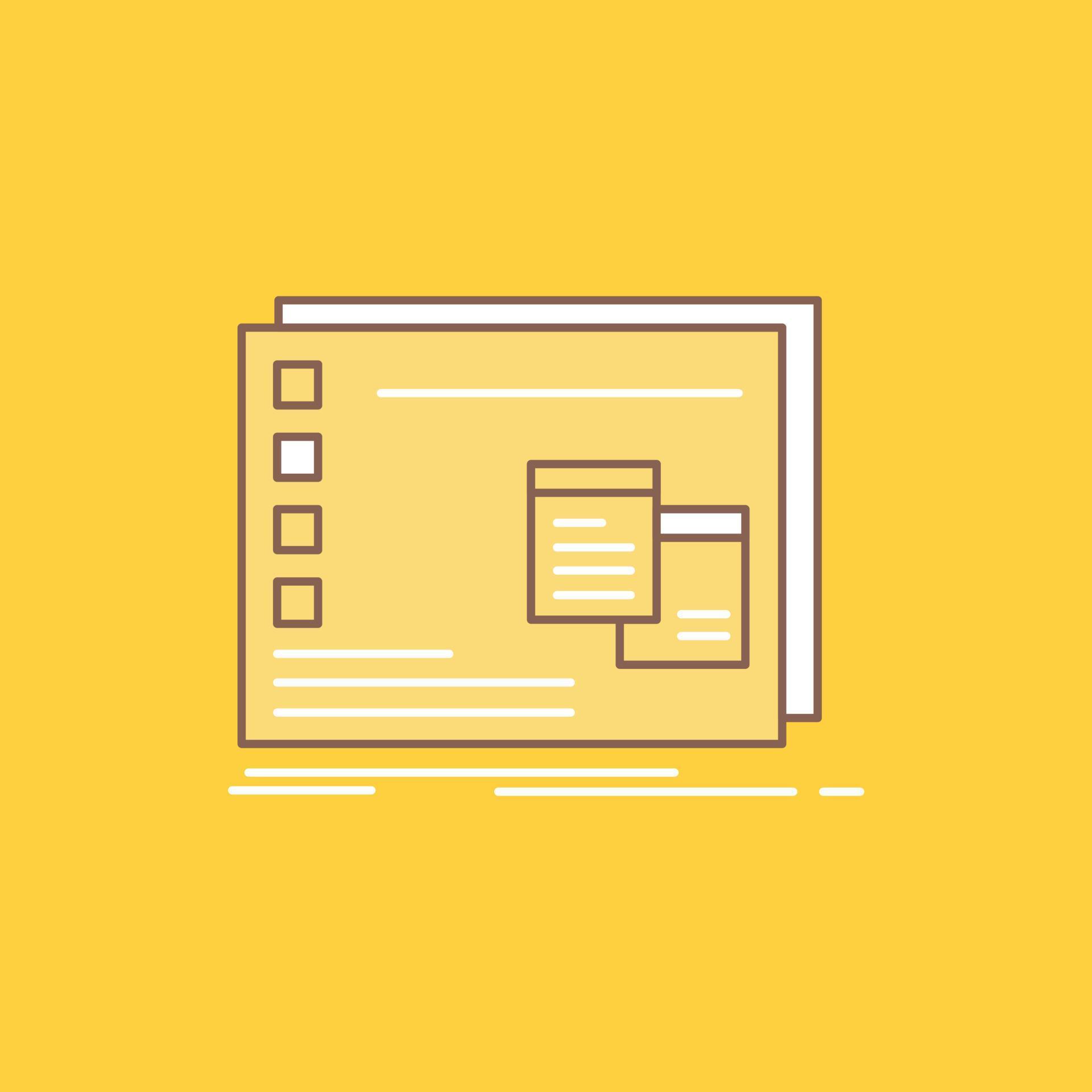 Window. Mac. operational. os. program Flat Line Filled Icon. Beautiful Logo button over yellow ...
