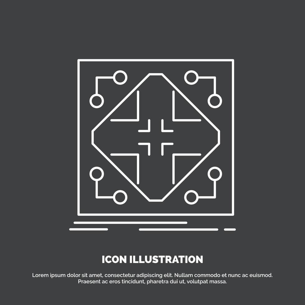 Data Infrastructure Network Matrix Grid Icon Line Vector Symbol