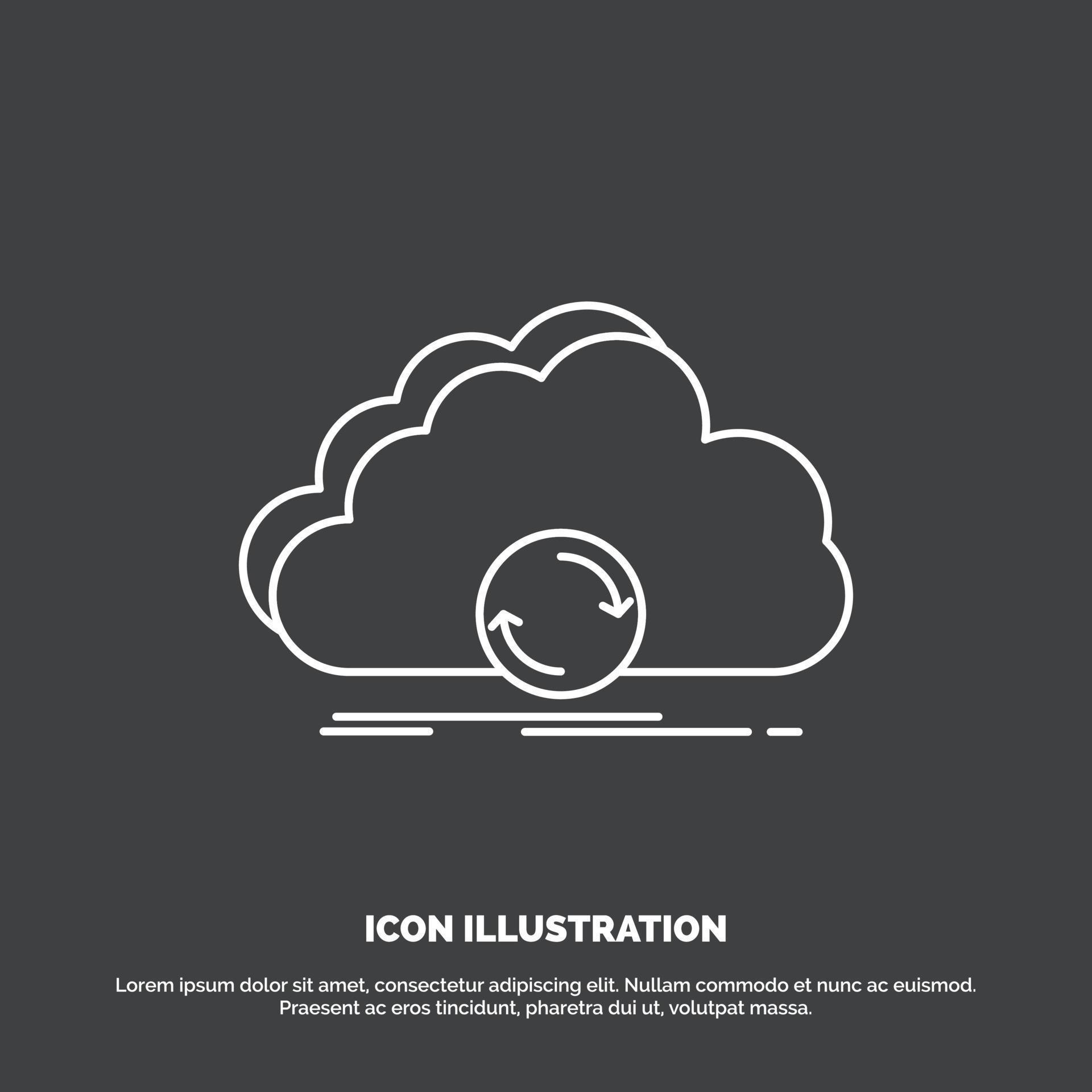Cloud Syncing Sync Data Synchronization Icon Line Vector Symbol For Ui And Ux Website Or