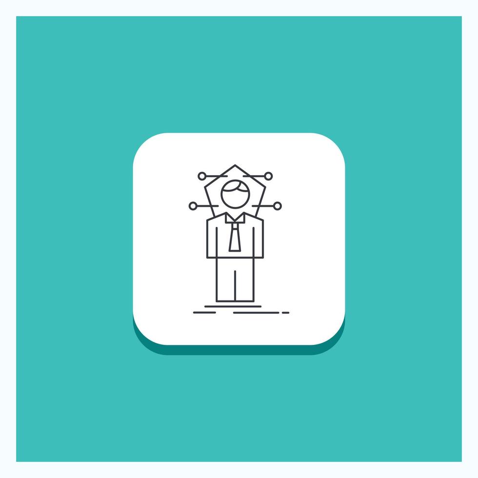 Round Button for Business. connection. human. network. solution Line icon Turquoise Background ...