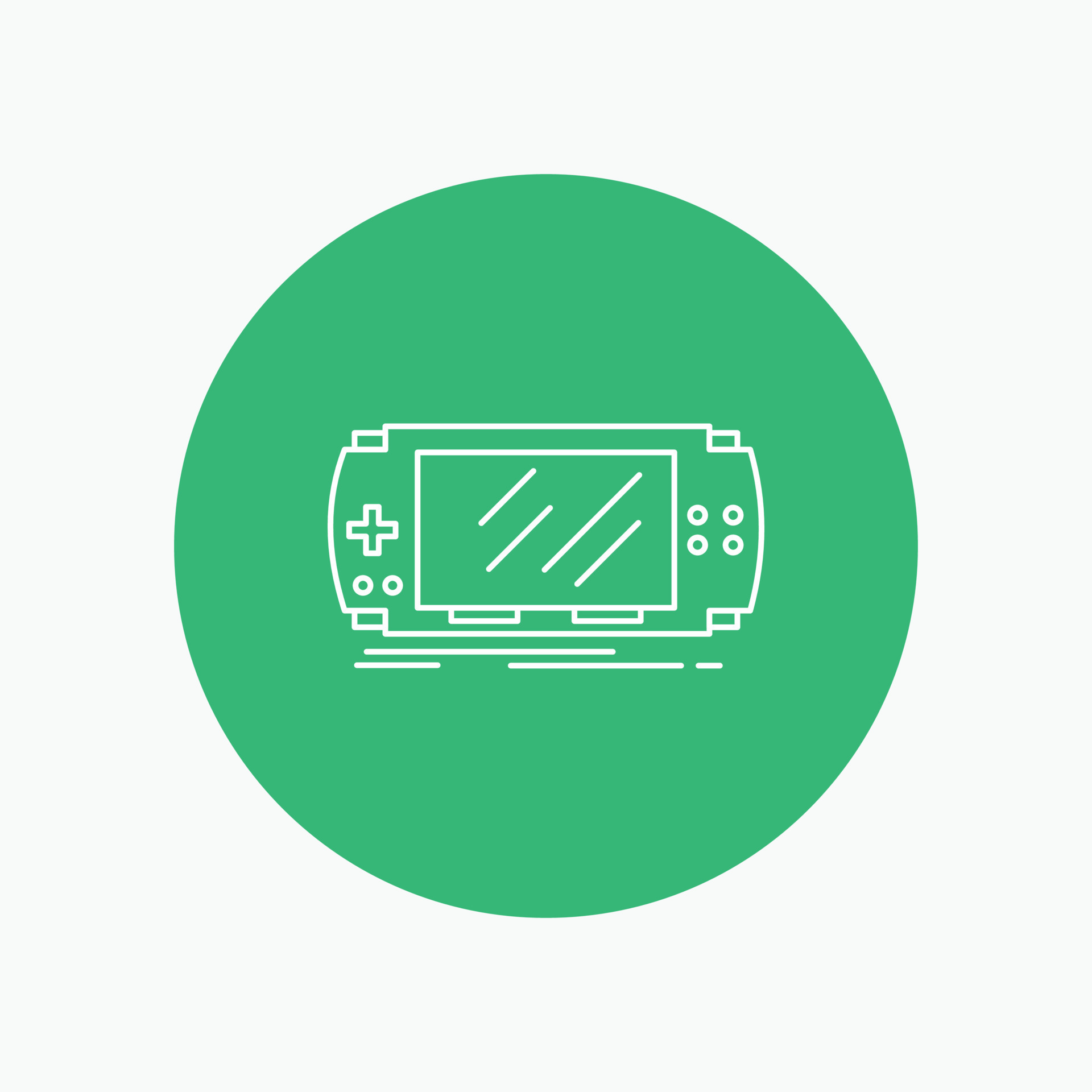 Console Device Game Gaming Psp White Line Icon In Circle Background Vector Icon