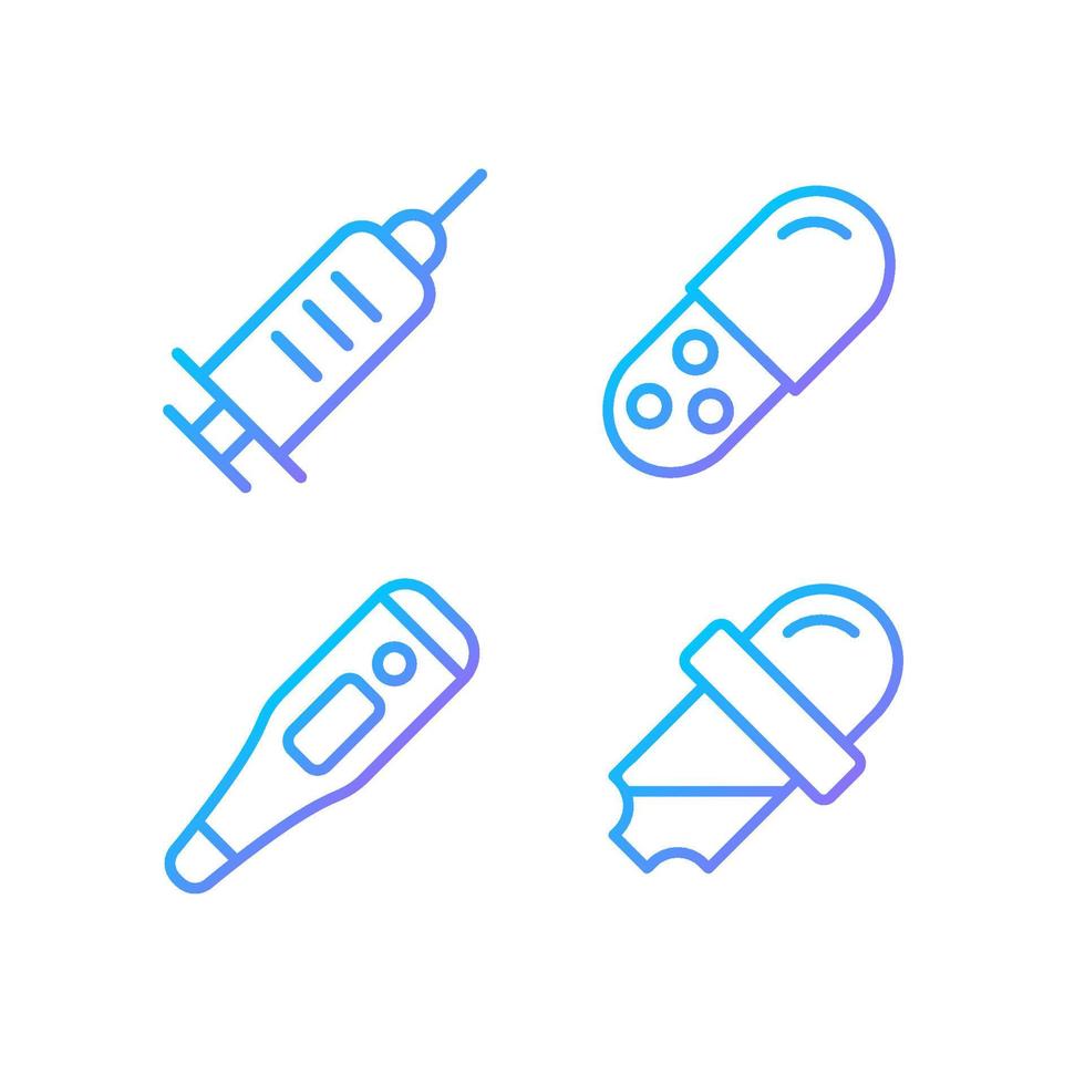Clinical Equipment Pixel Perfect Gradient Linear Vector Icons Set