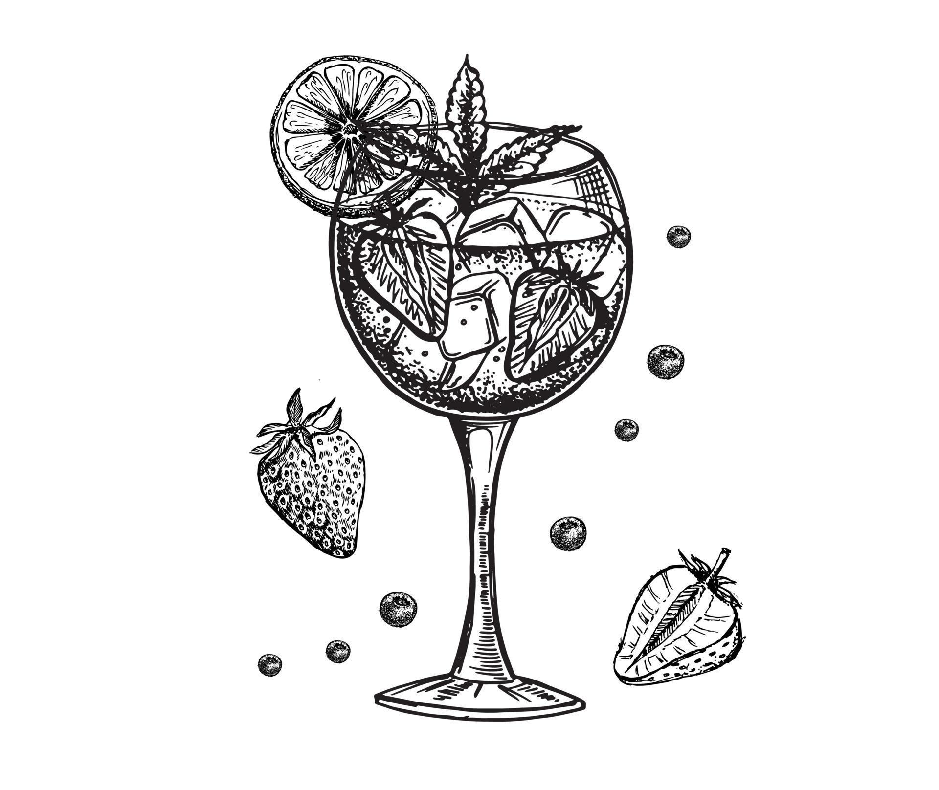 Cocktail Menu Design Template Alcoholic Cocktails Hand Drawn 13020467