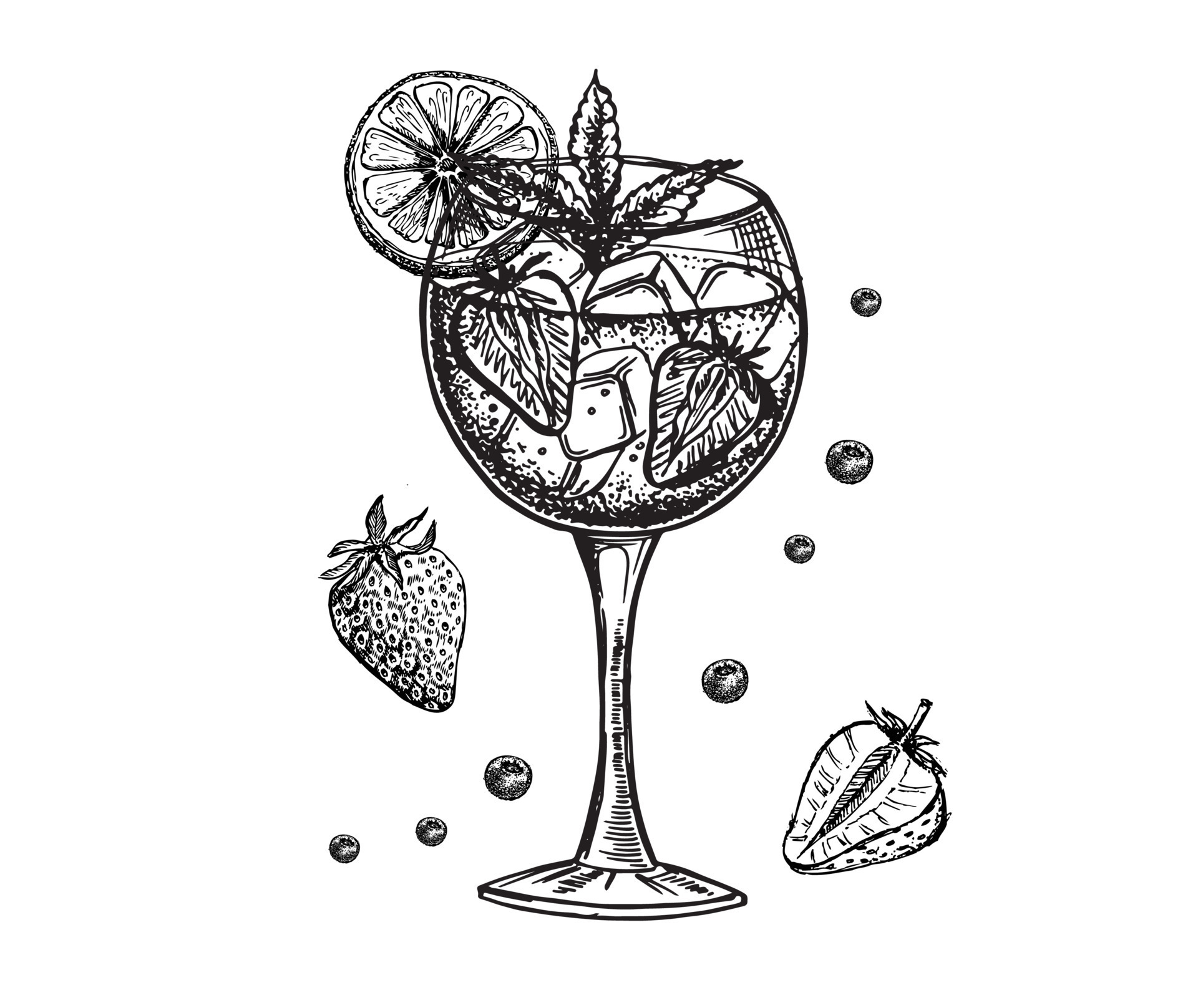 Cocktail Menu Design Template Alcoholic Cocktails Hand Drawn 13020467