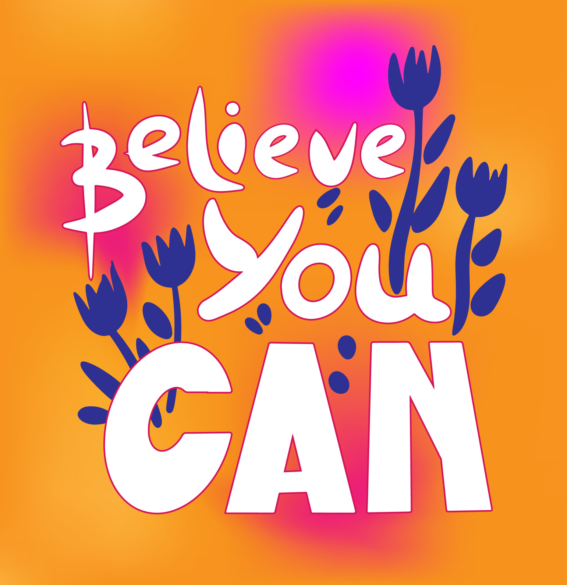 Believe you can. Typography motivational poster, hand lettering calligraphy. 13021269 Vector Art ...