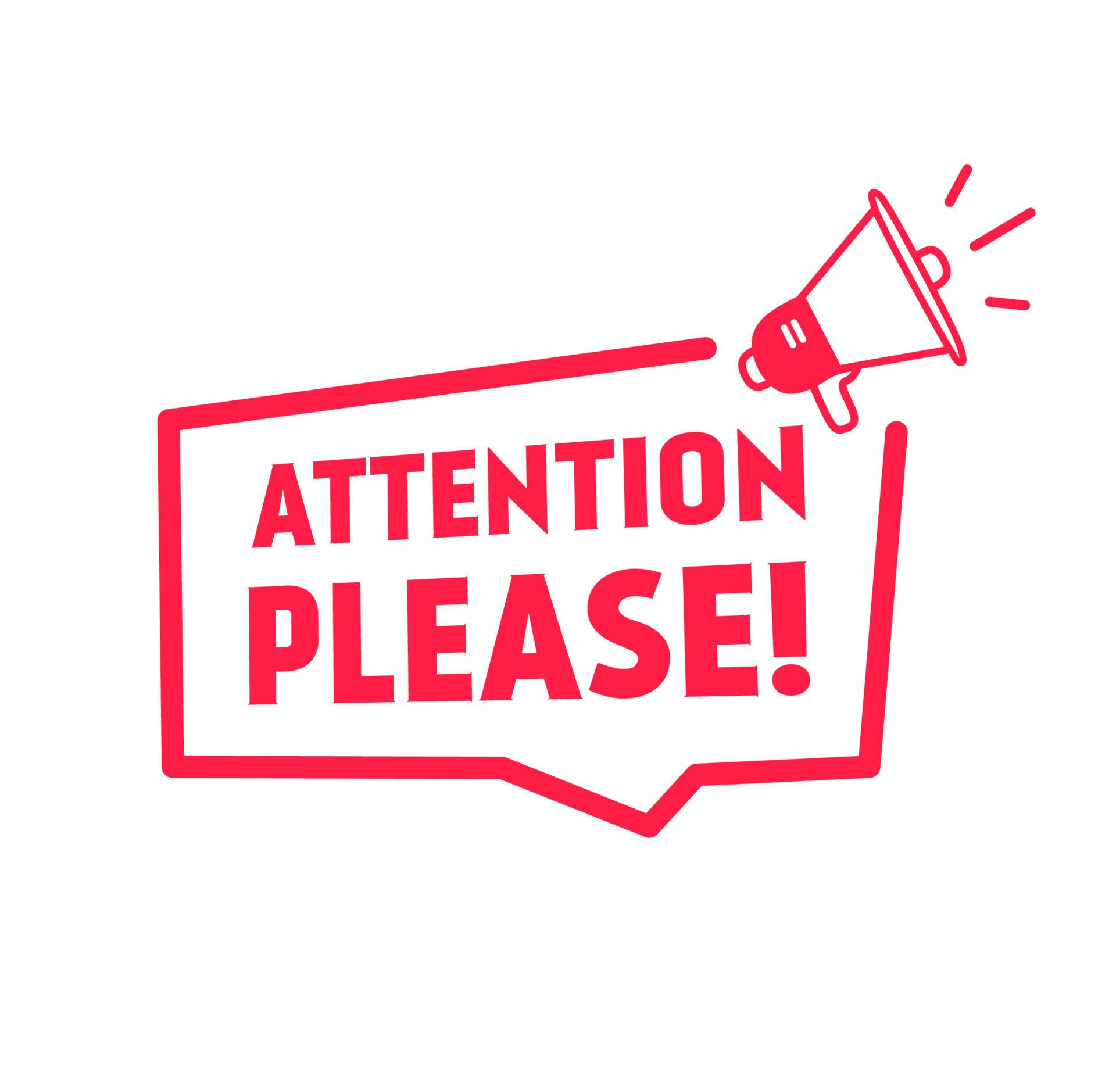 Banner with attention please, badge icon megaphone. Alert sign. Flat ...