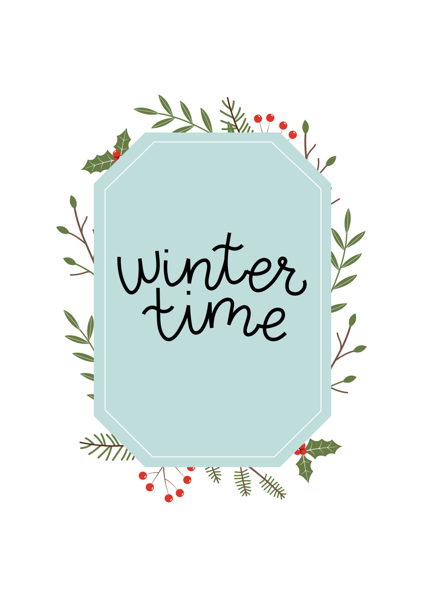 Winter Time Card With Lettering On A Blue Decorative Background winter-time-card-with-lettering-on-a-blue-decorative-background