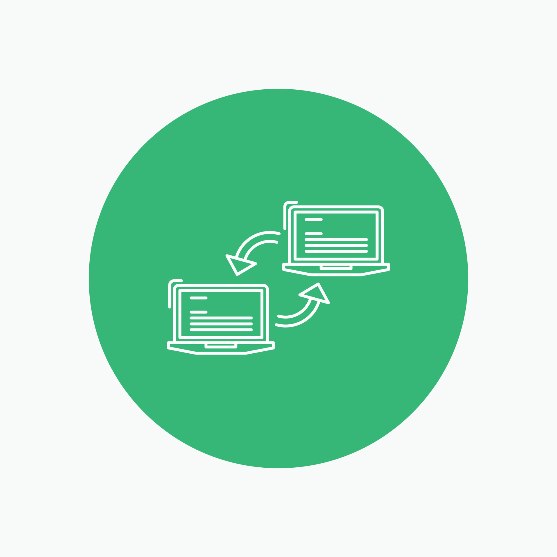 Computer Connection Link Network Sync White Line Icon In Circle