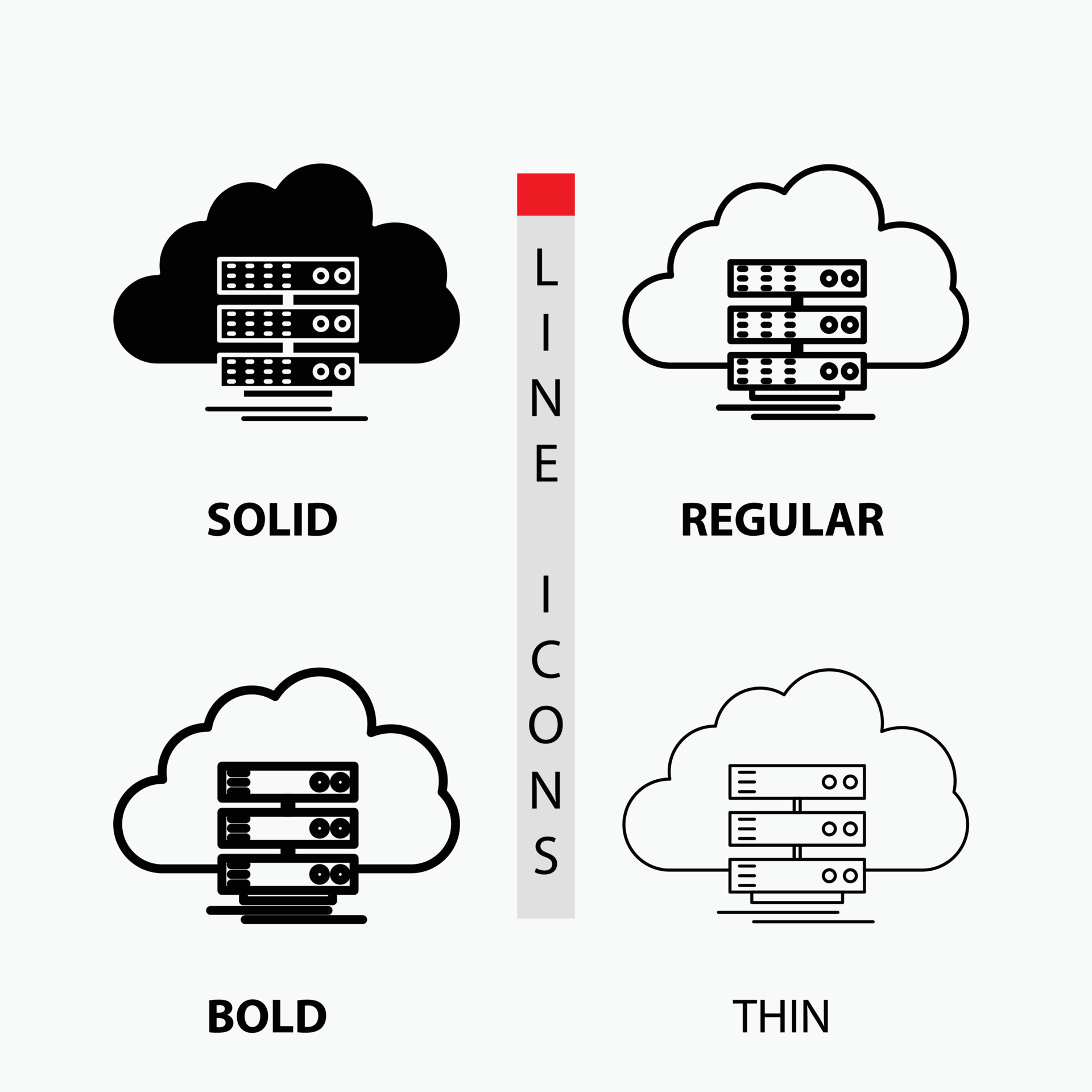 Cloud Storage Computing Data Flow Icon In Thin Regular Bold Line