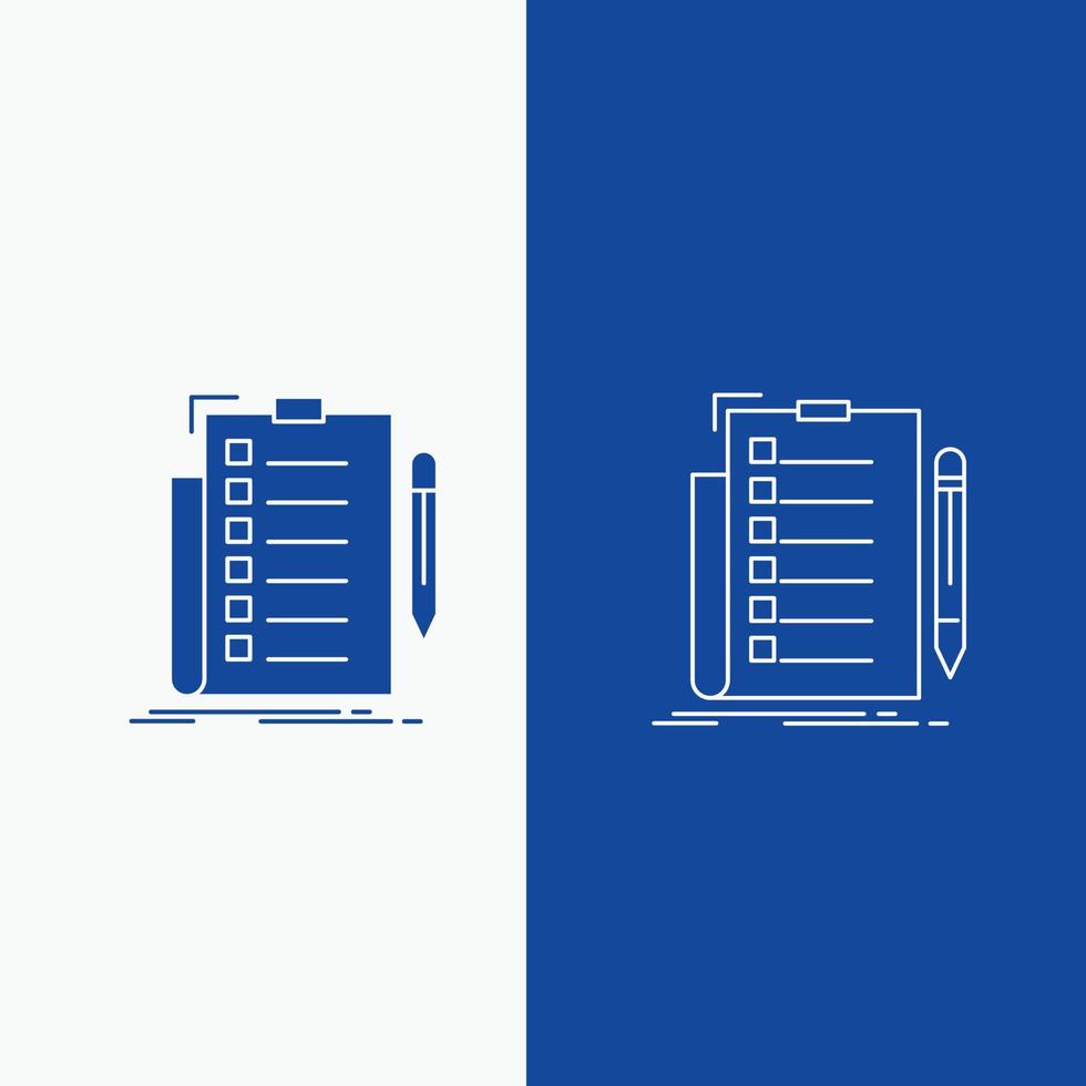 Expertise Checklist Check List Document Line And Glyph Web Button In Blue Color Vertical