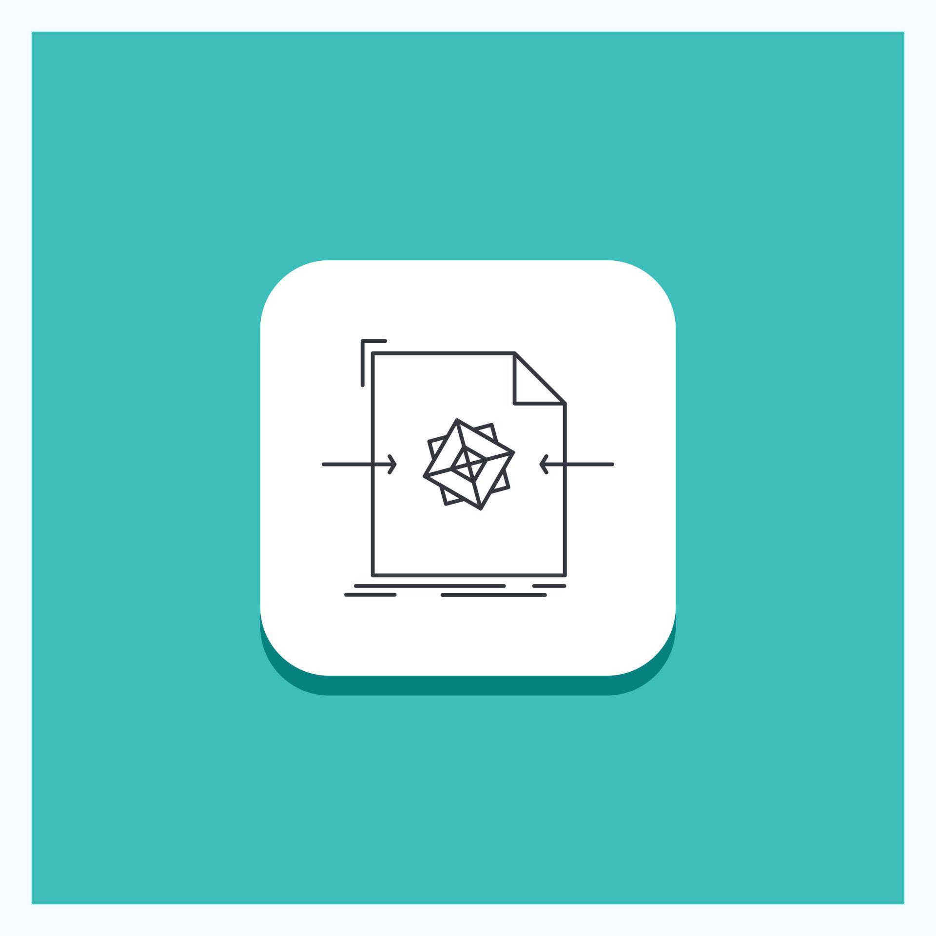 Round Button for 3d. document. file. object. processing Line icon Turquoise Background 13024774 ...