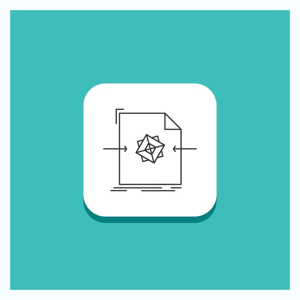 Round Button For 3d Document File Object Processing Line Icon Turquoise Background 13024774