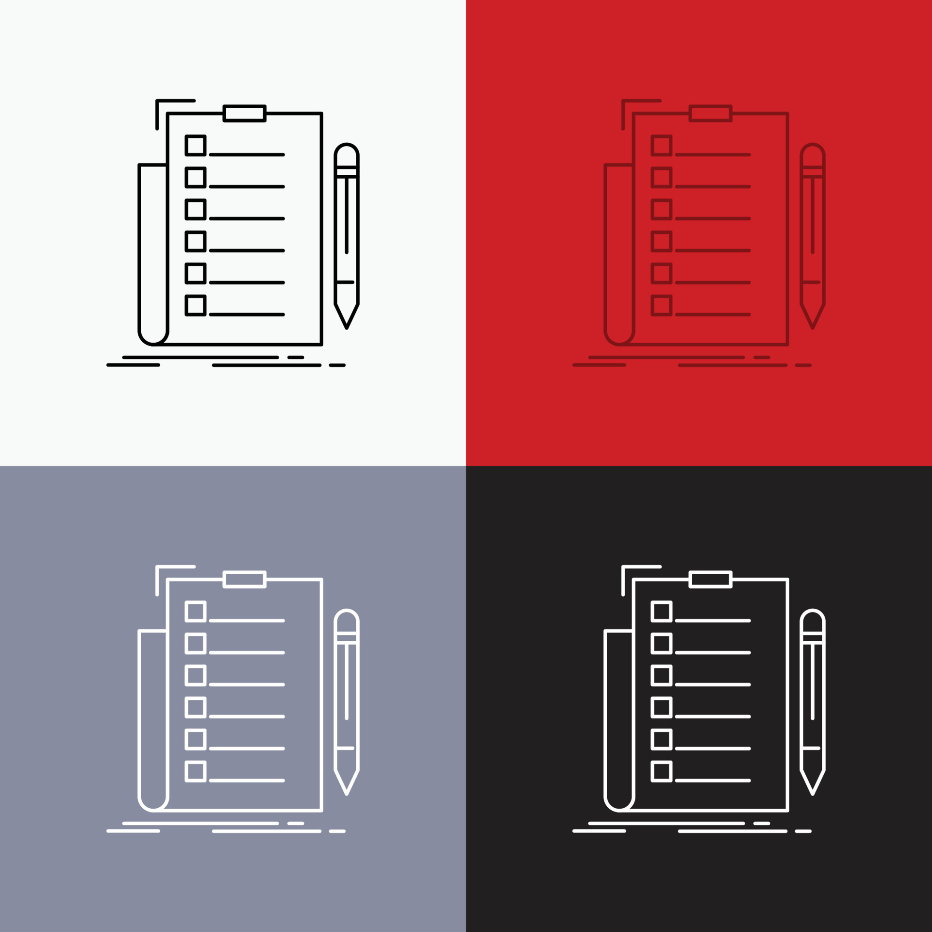 Expertise Checklist Check List Document Icon Over Various Background Line Style Design