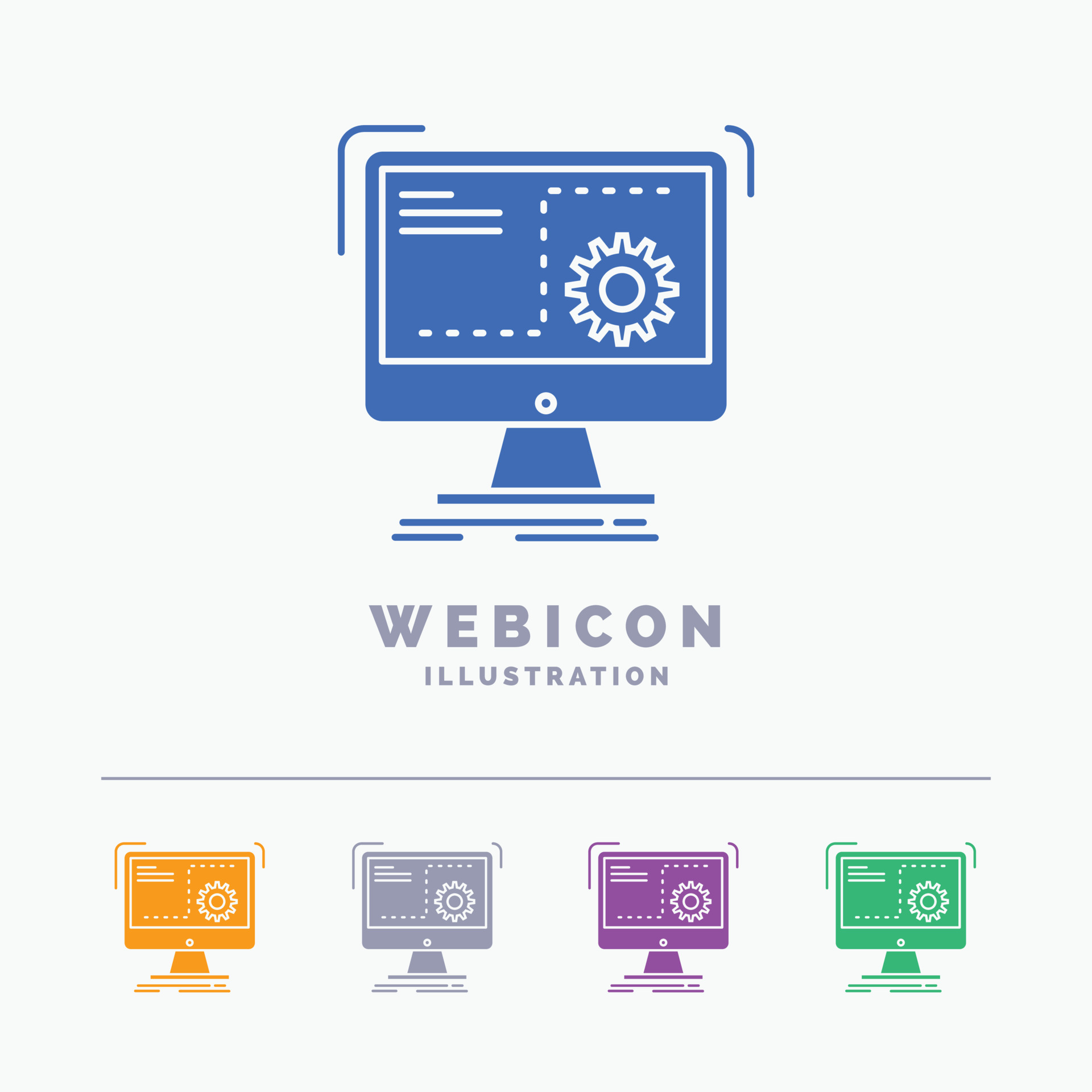 Command Computer Function Process Progress 5 Color Glyph Web Icon Template Isolated On White