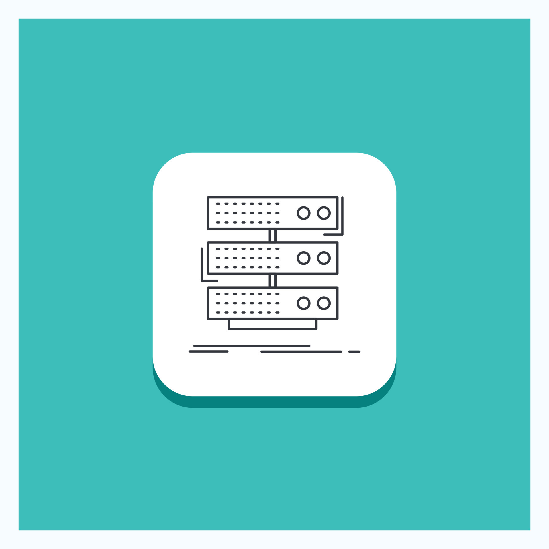 Round Button For Server Storage Rack Database Data Line Icon Turquoise Background 13024950