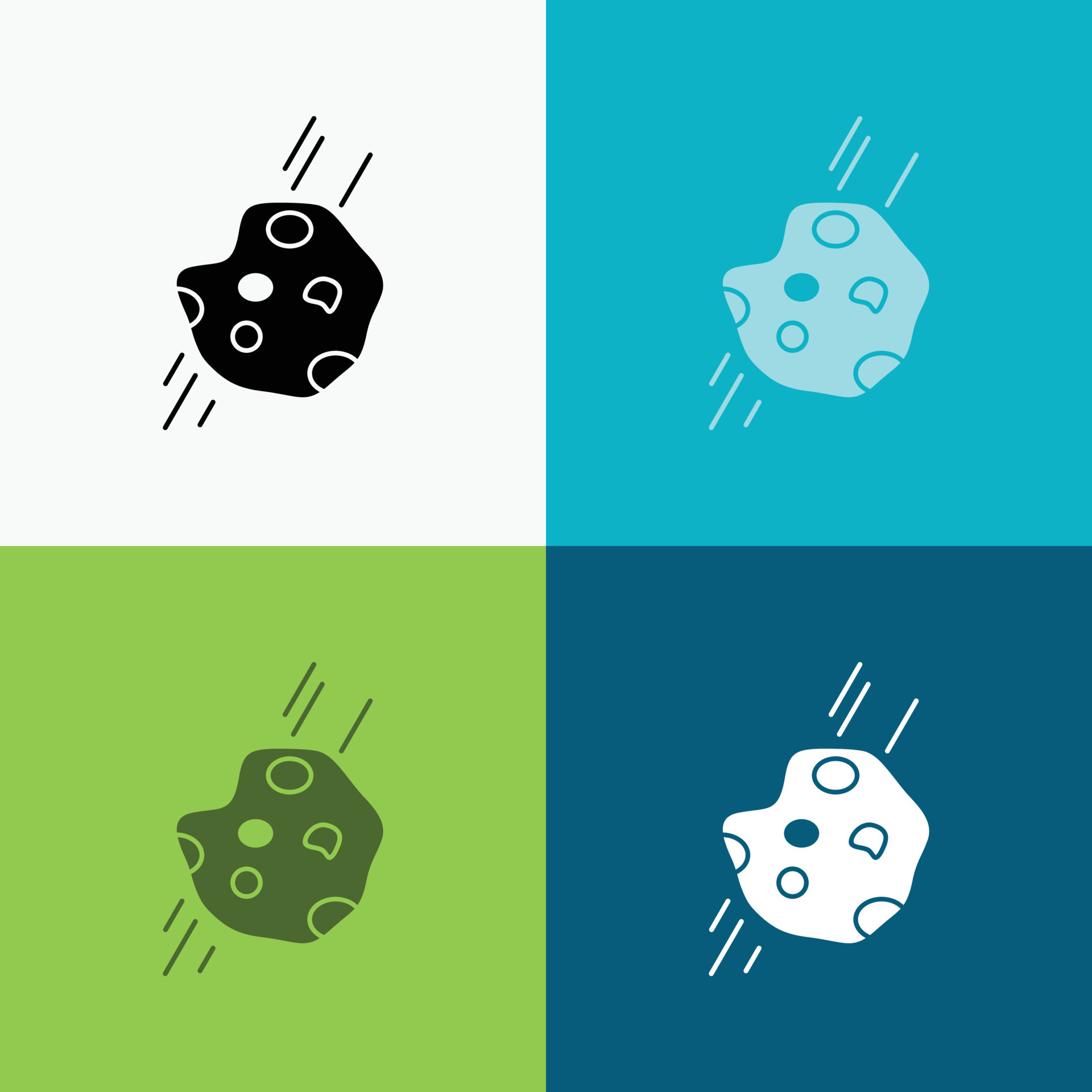 Asteroid Astronomy Meteor Space Comet Icon Over Various Background Glyph Style Design
