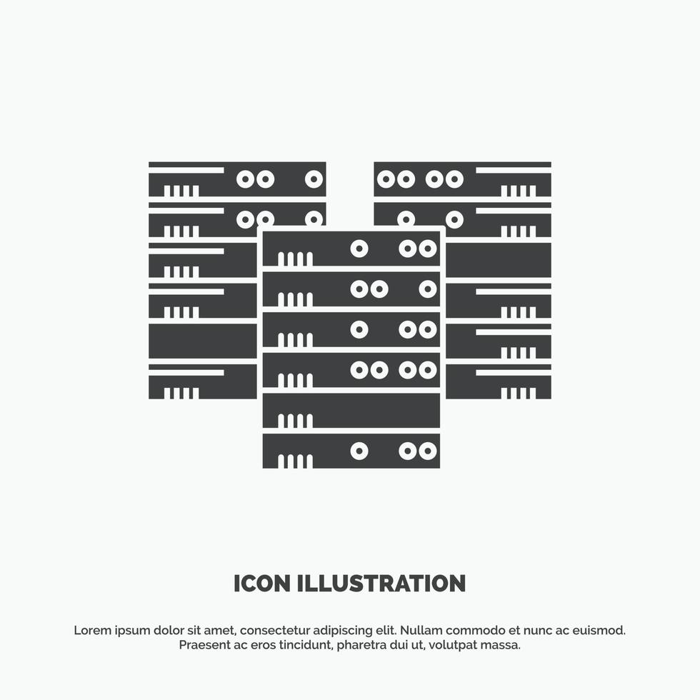 Center. centre. data. database. server Icon. glyph vector gray symbol for UI and UX. website or ...