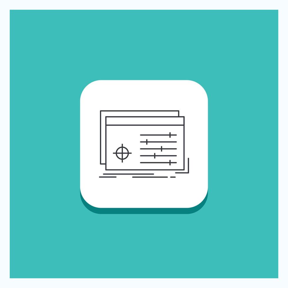 Round Button For File Object Processing Settings Software Line Icon Turquoise Background