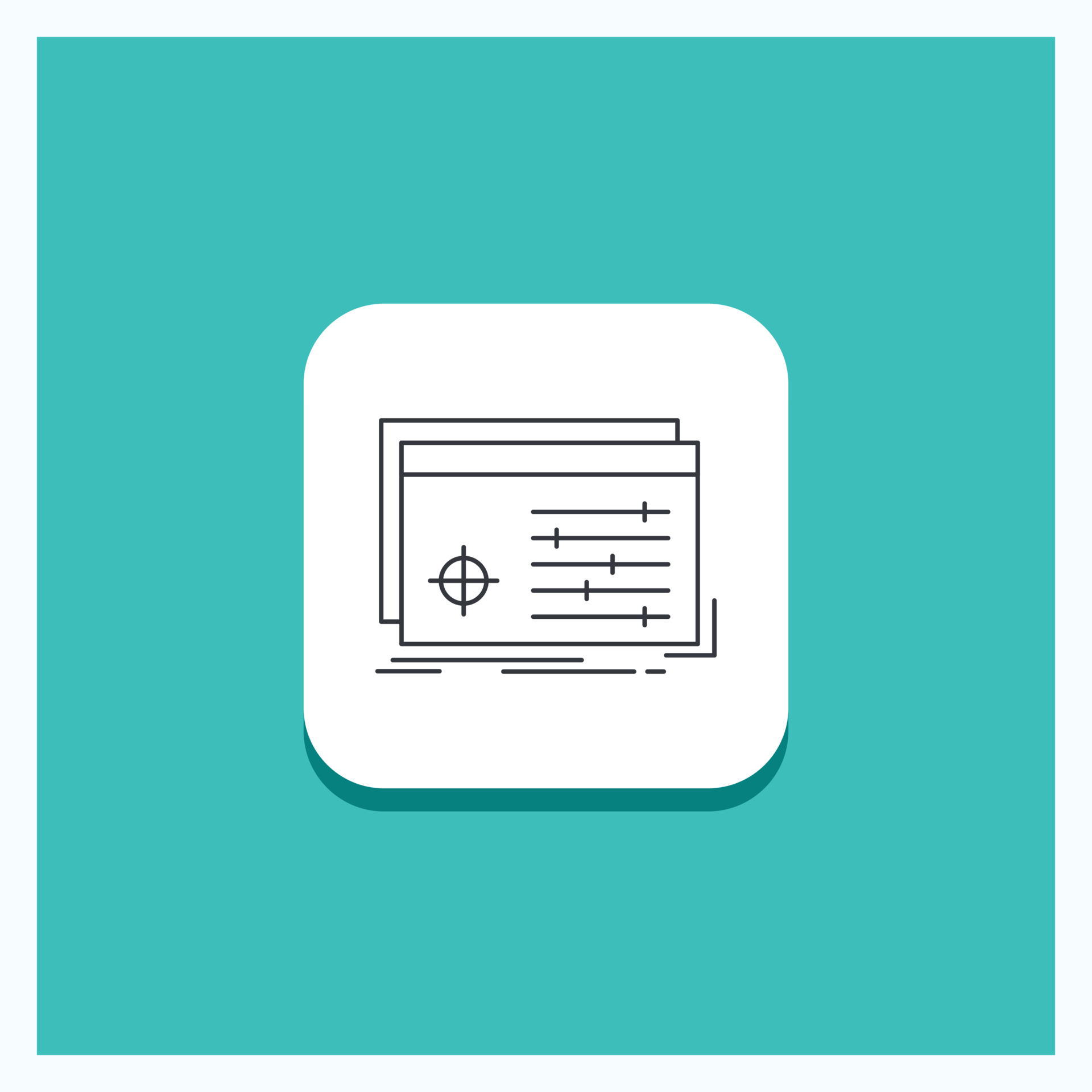 Round Button For File Object Processing Settings Software Line Icon Turquoise Background
