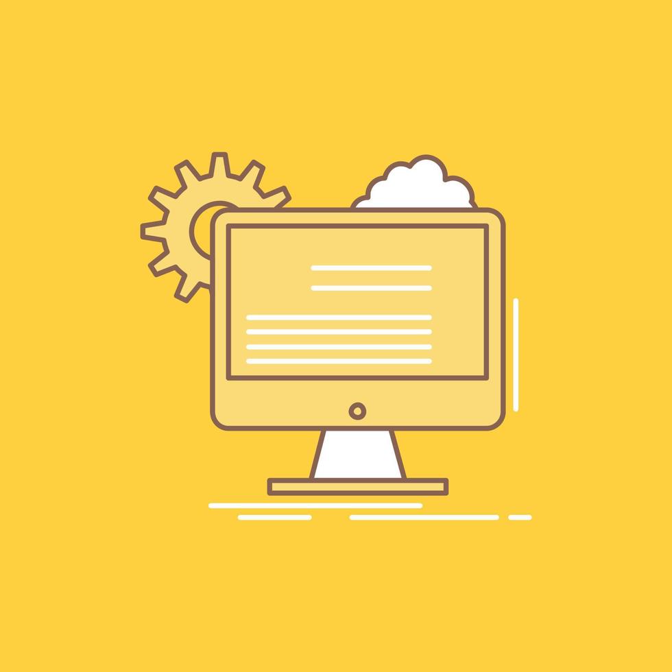 Account. profile. report. edit. Update Flat Line Filled Icon. Beautiful Logo button over yellow ...