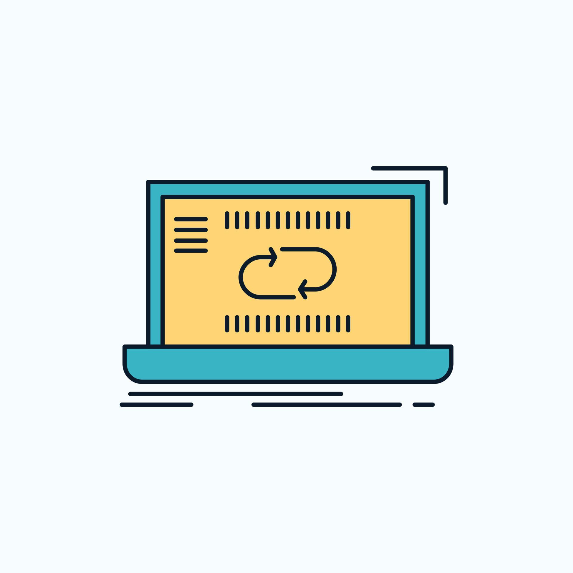 Communication Connection Link Sync Synchronization Flat Icon Green And Yellow Sign And