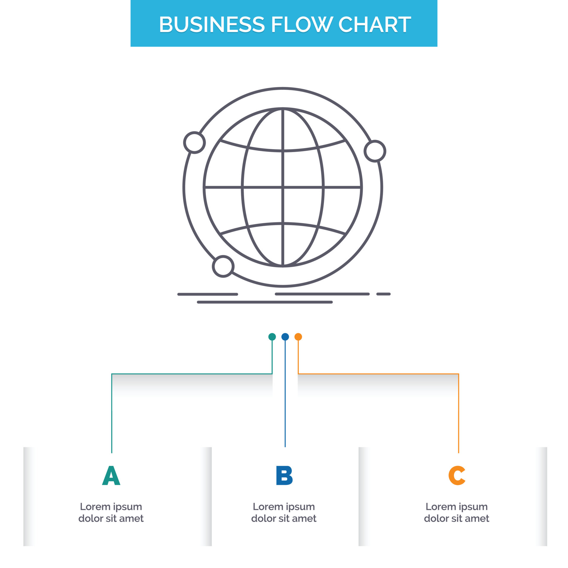 Data. global. internet. network. web Business Flow Chart Design with 3 Steps. Line Icon For ...