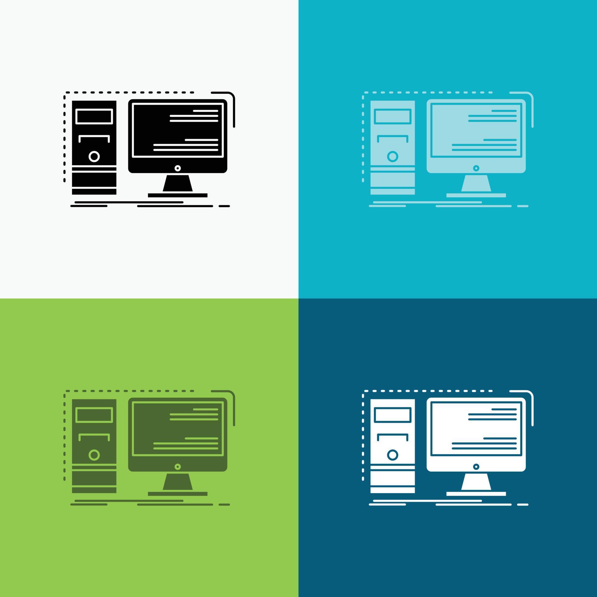 Computer Desktop Hardware Workstation System Icon Over Various