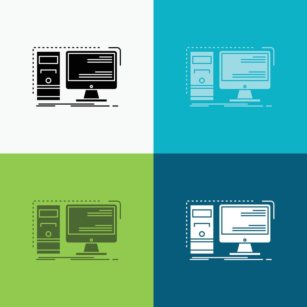 Computer Desktop Hardware Workstation System Icon Over Various